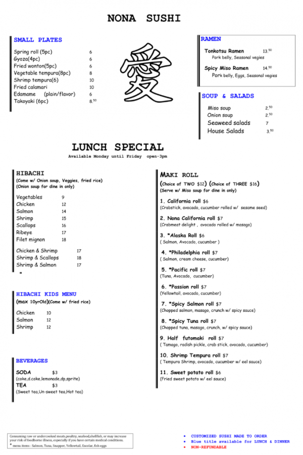 Menu – Nona Sushi Asia